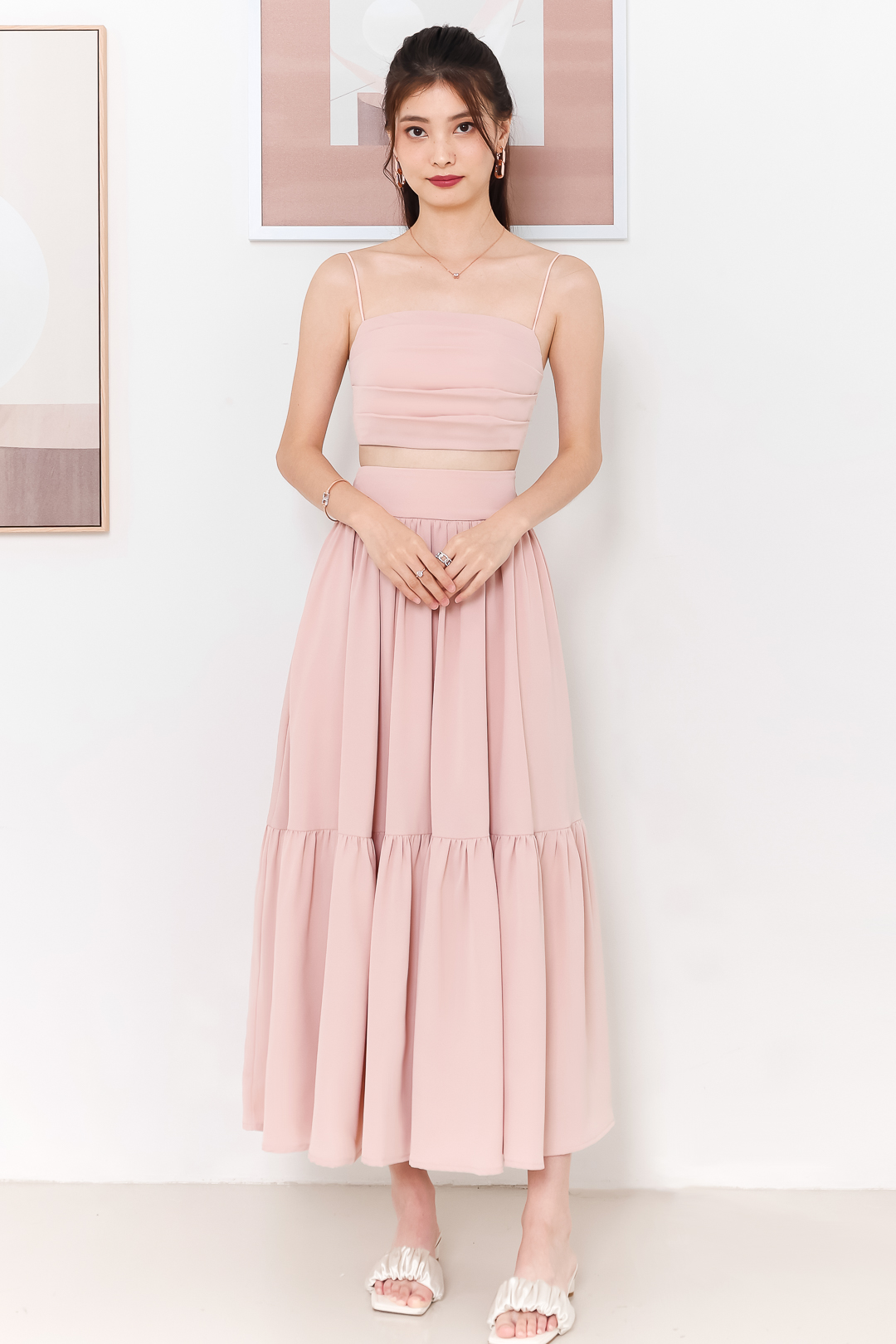 DEFECT | Tilly Tiered Top Petite in Light Pink in XXS | The Style Soirée