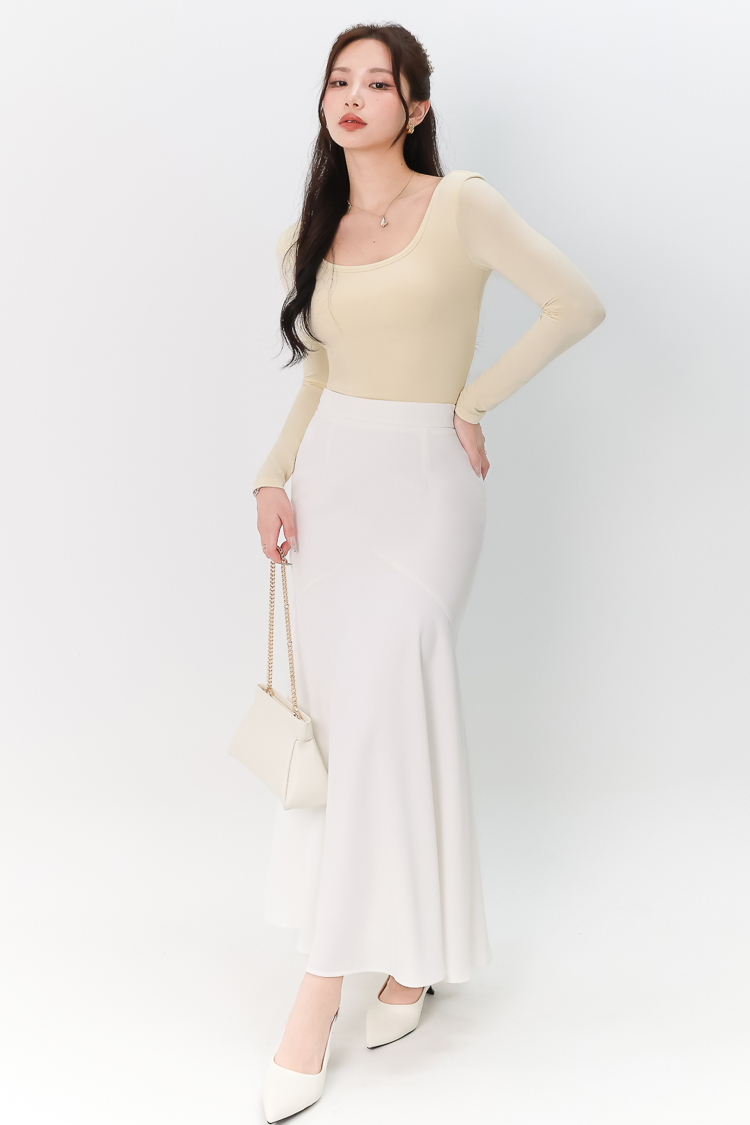 DEFECT | Leria Low Back Sleeve Top in Pale Yellow in XXS | The Style Soirée