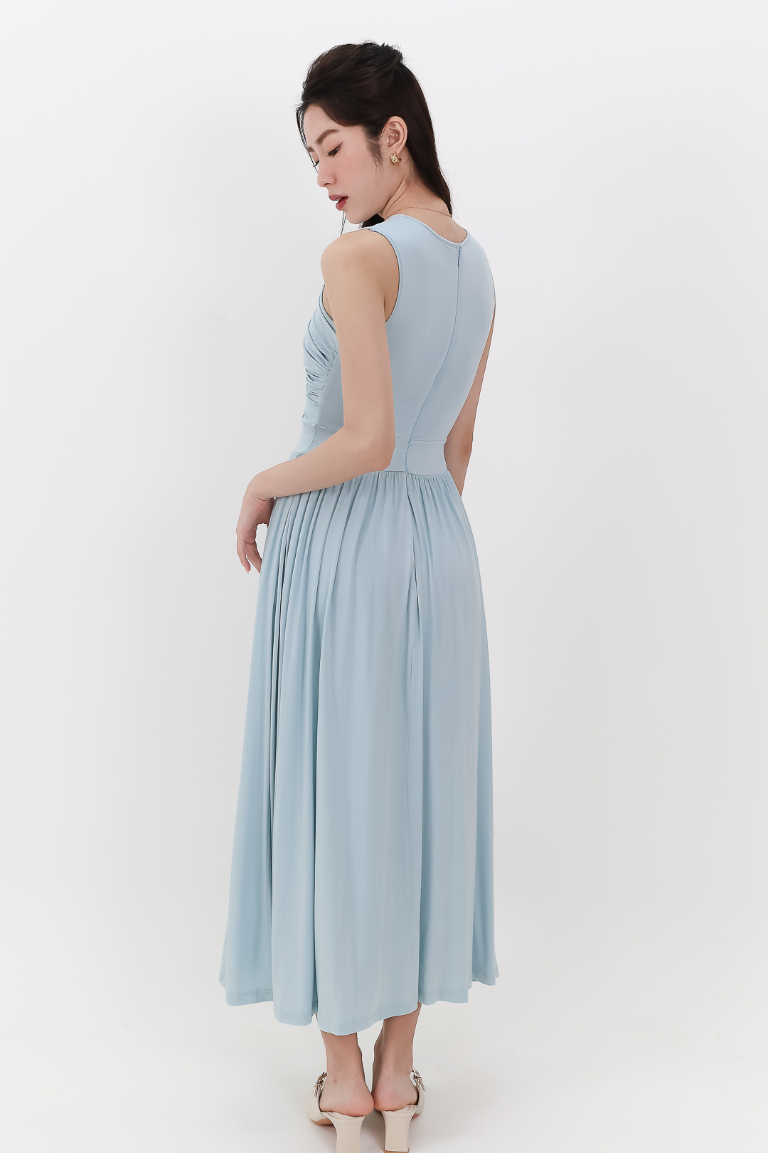 Darrie Drape Tank Dress in Blue | The Style Soirée