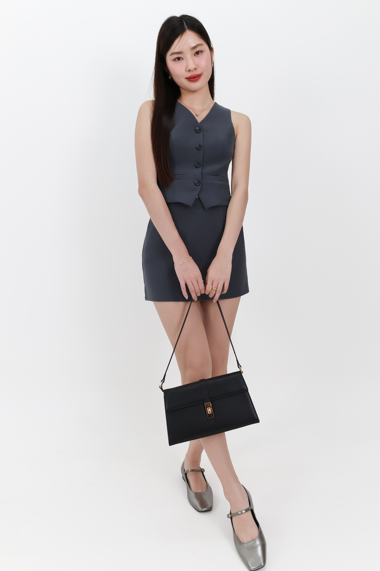Cassandra Co-ord Vest Top in Gunmetal | The Style Soirée