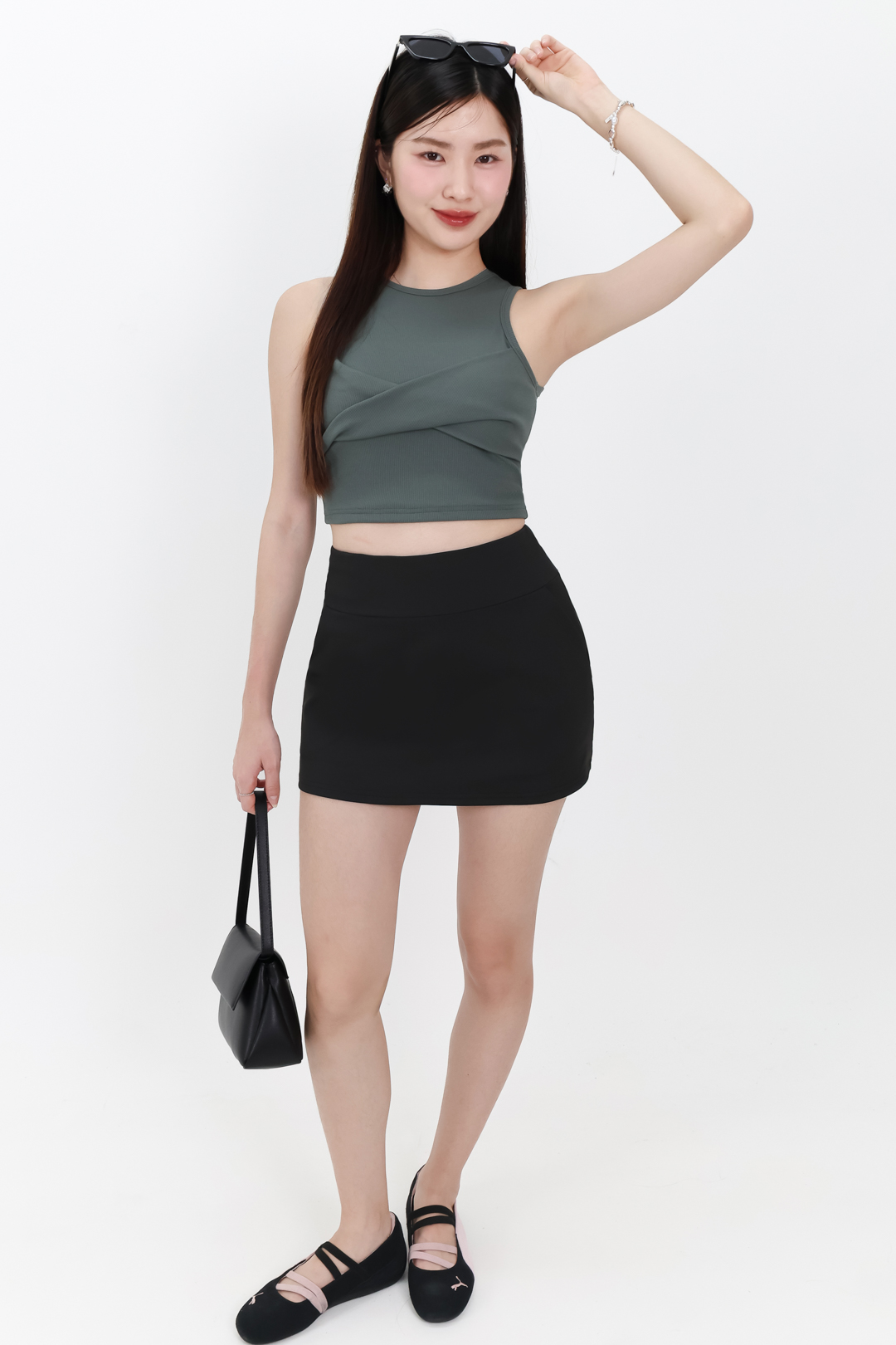 Tenra Twist Tank Top in Muted Forest | The Style Soirée