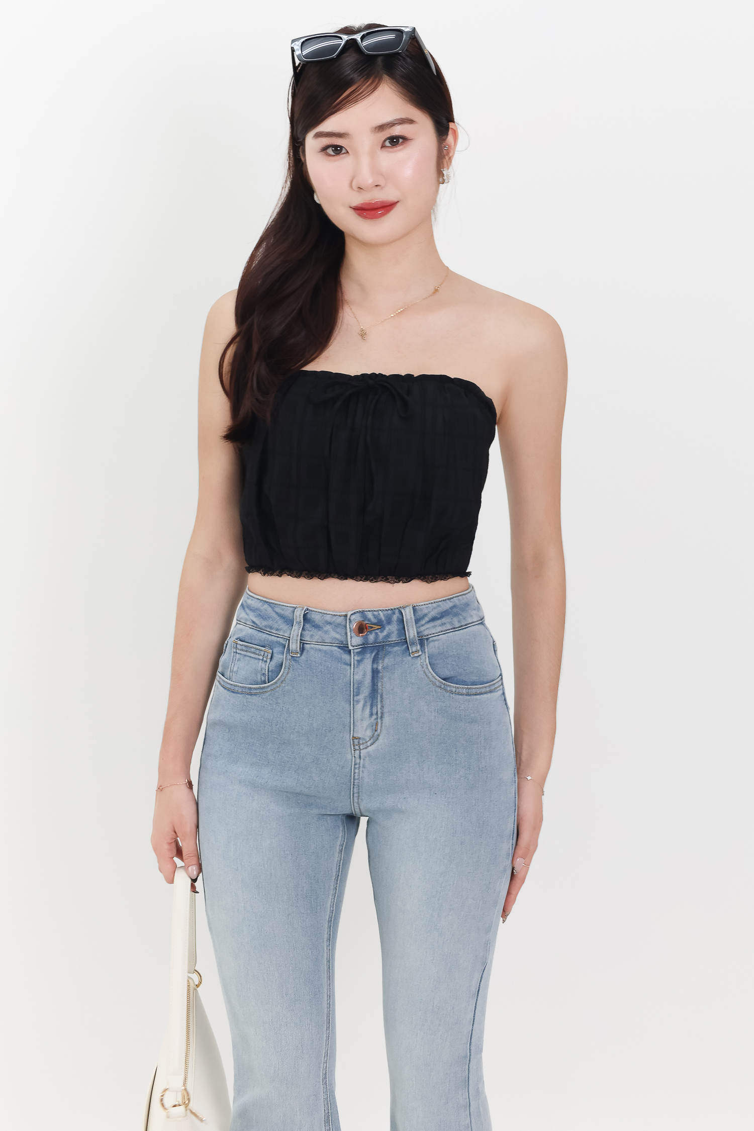 Torie Textured Two Way Top in Black | The Style Soirée