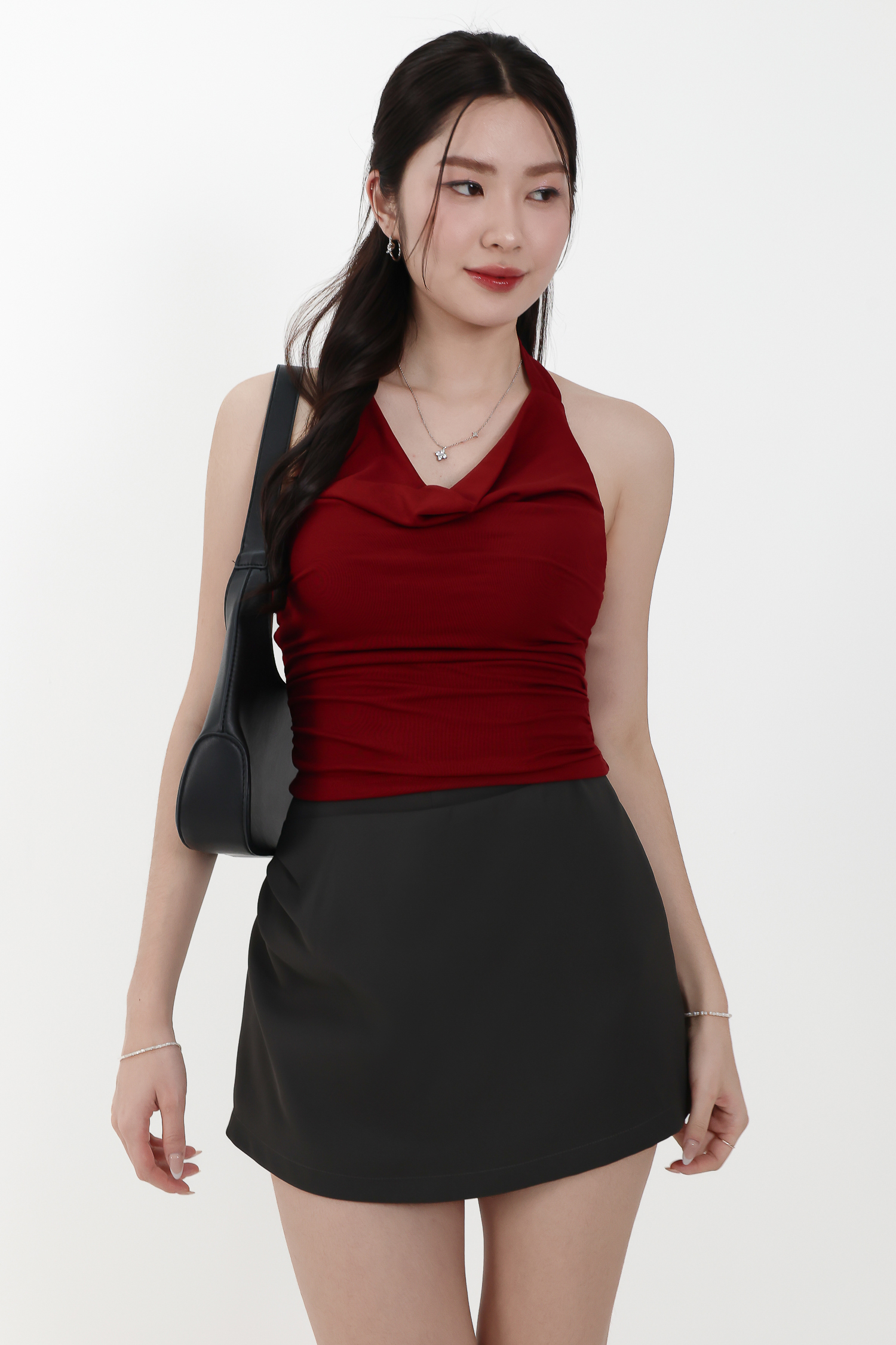 Catrine Cowl Neck Top in Dark Red | The Style Soirée