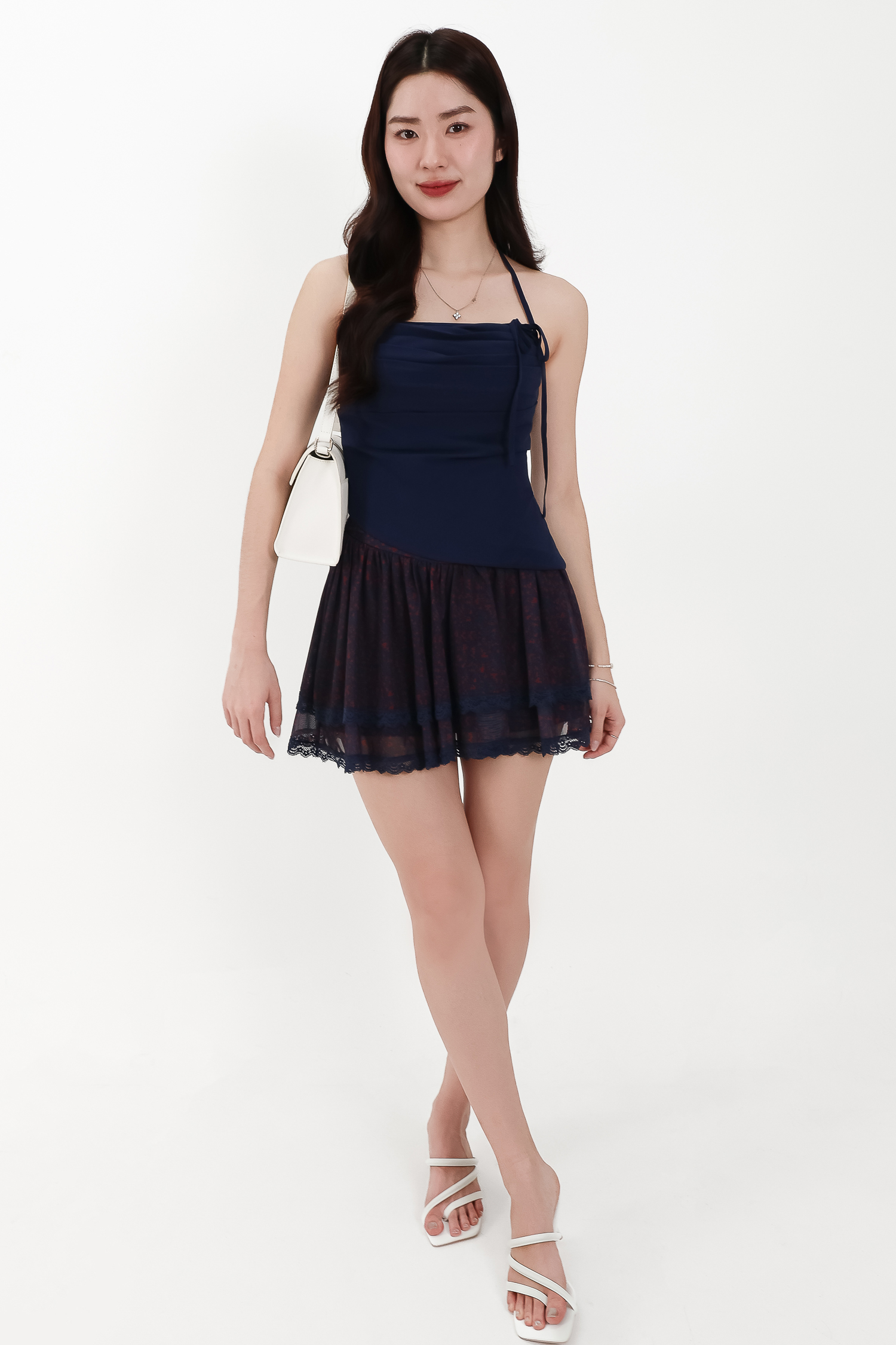 Taena Tie Strap Top in Navy | The Style Soirée