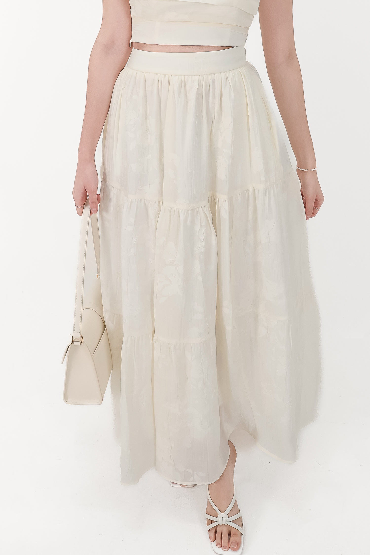 CNY2026 | Fessa Floral Co-ord Maxi Skirt in Cream Yellow | The Style Soirée
